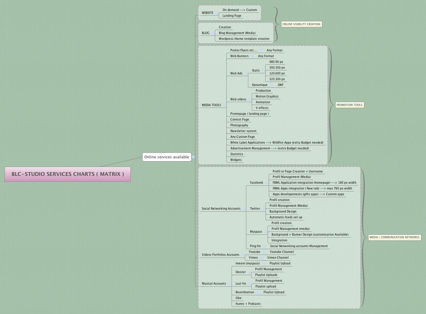 BLC-STUDIO SERVICES CHARTS ( MATRIX ) | blccanada - Xmind